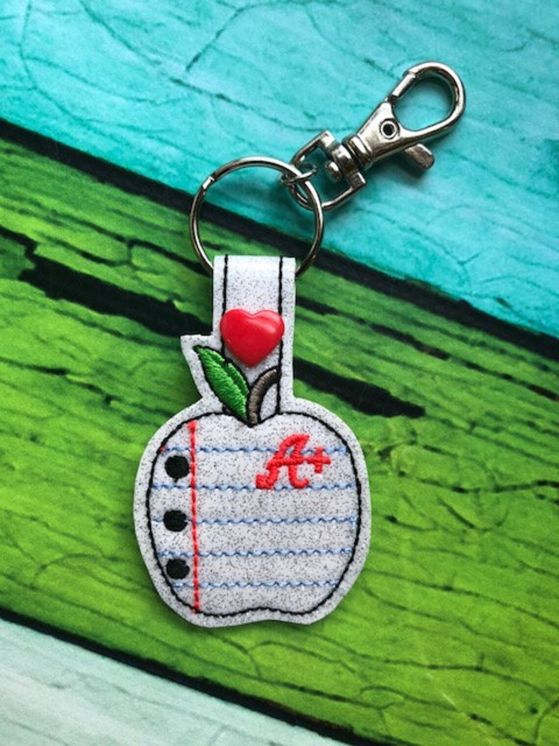 In the Hoop Lined Paper Apple Key Fob Embroidery Machine - Etsy