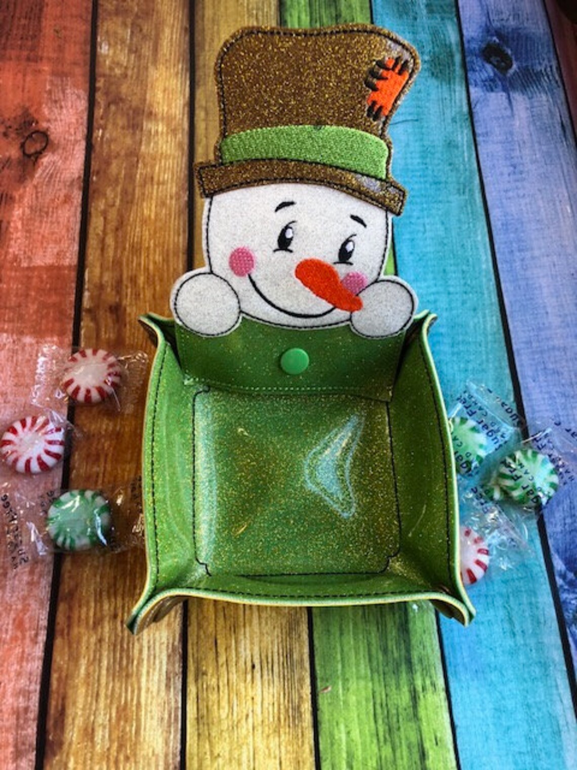 In the Hoop Peeking Snowman Snap Tray Embroidery Machine - Etsy