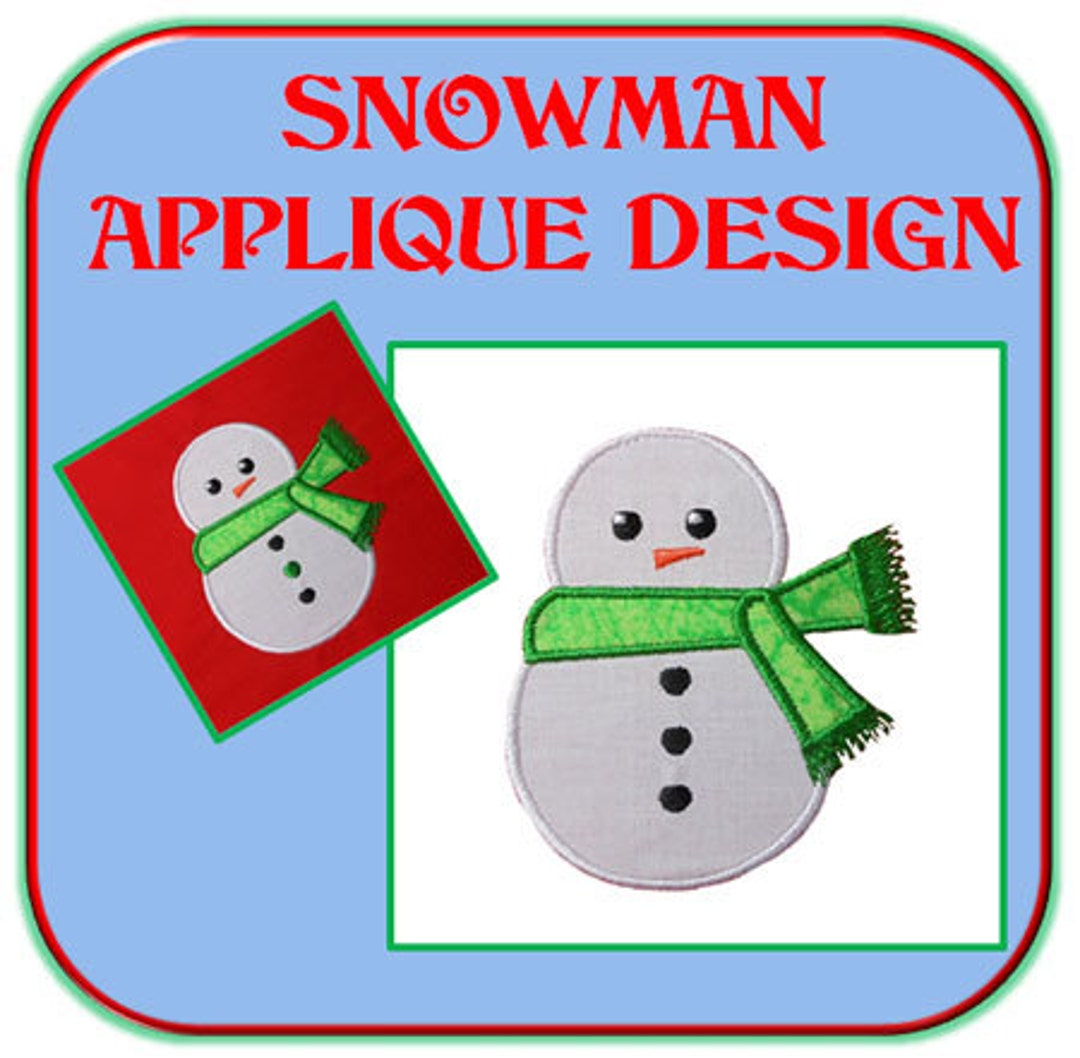 Snowman Applique Design for Embroidery Machines - Etsy