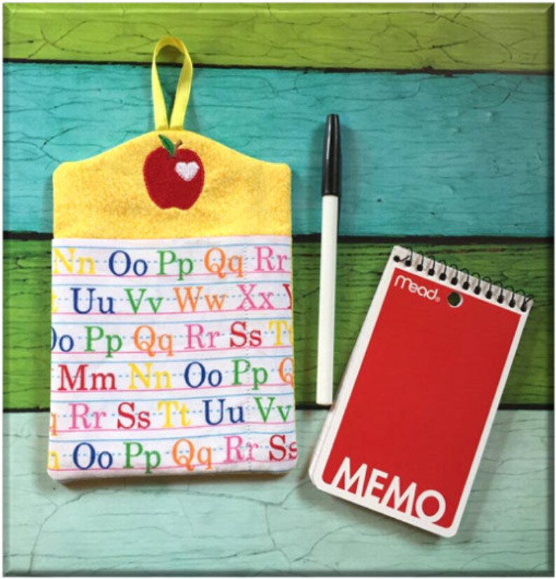 In the Hoop Note Book and Pen Holder With Apple and Heart - Etsy