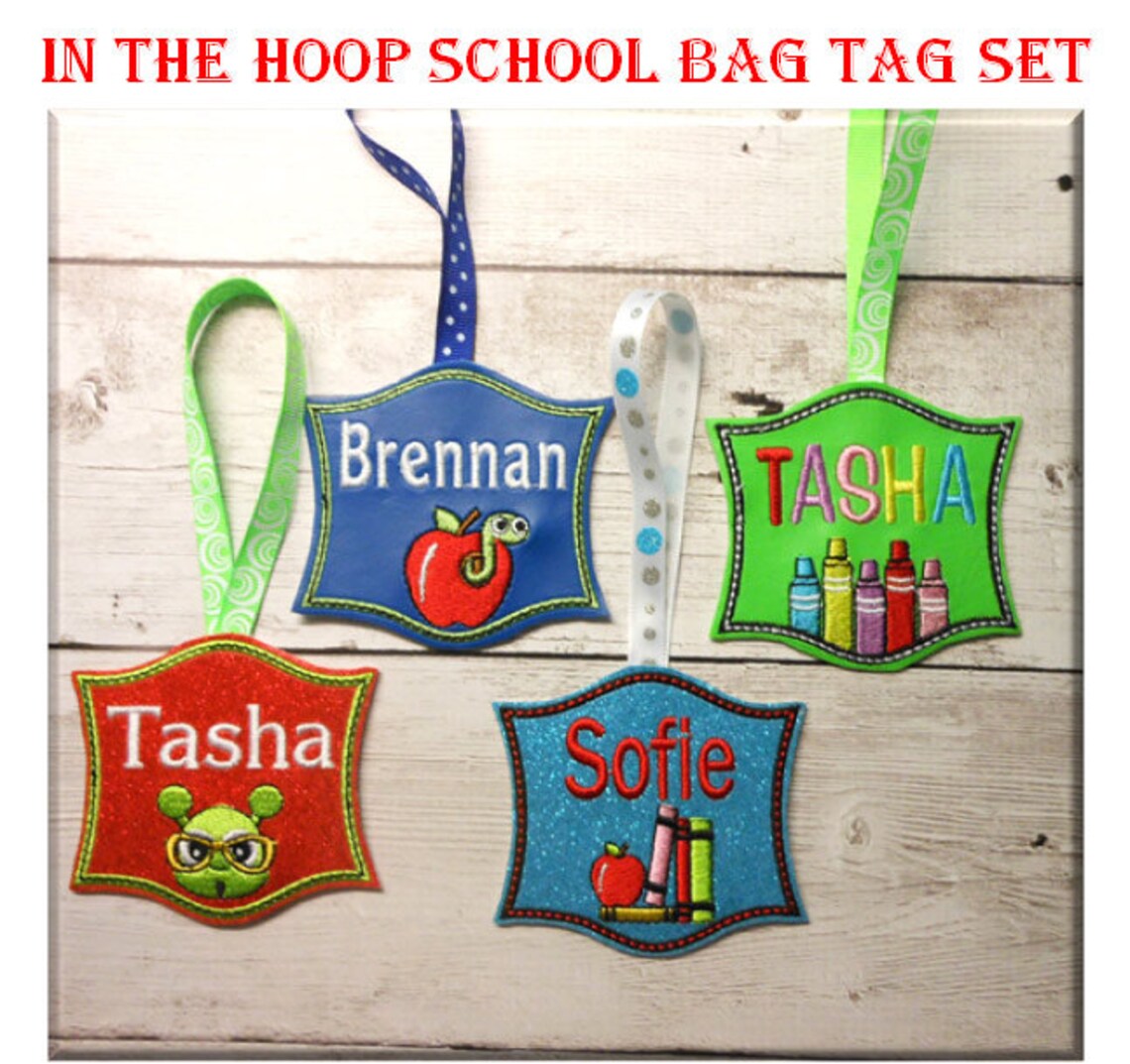 In the Hoop School Tags Embroidery Design Set - Etsy