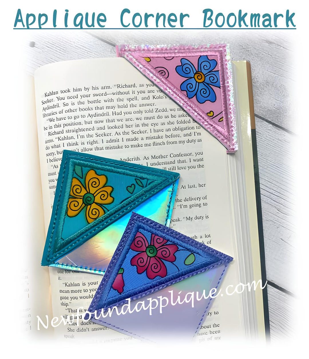 Applique Corner Book Mark Embroidery Design - Etsy