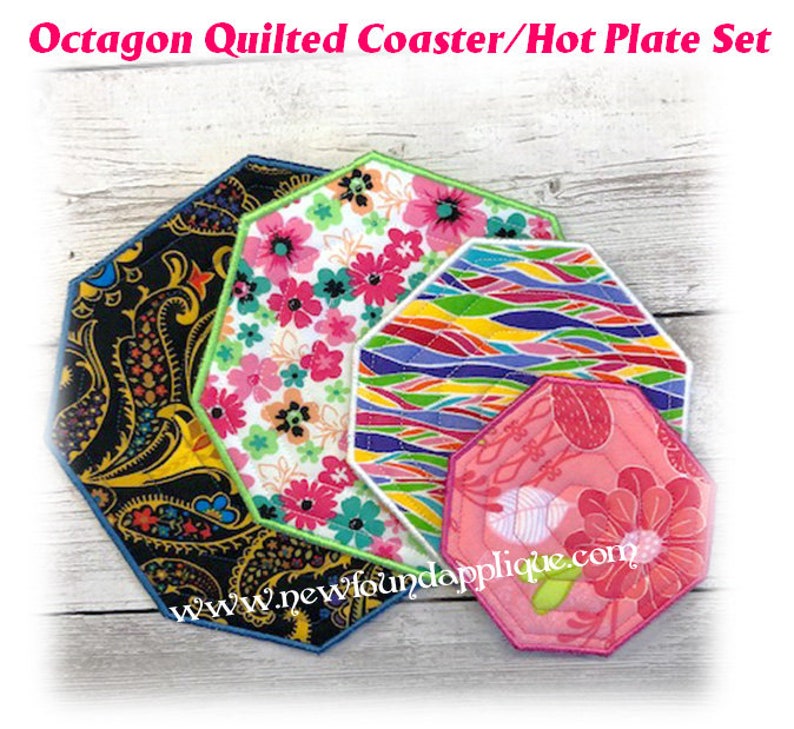 In the Hoop Quilted Octagon Coaster/hotplate With Satin Stitch ...