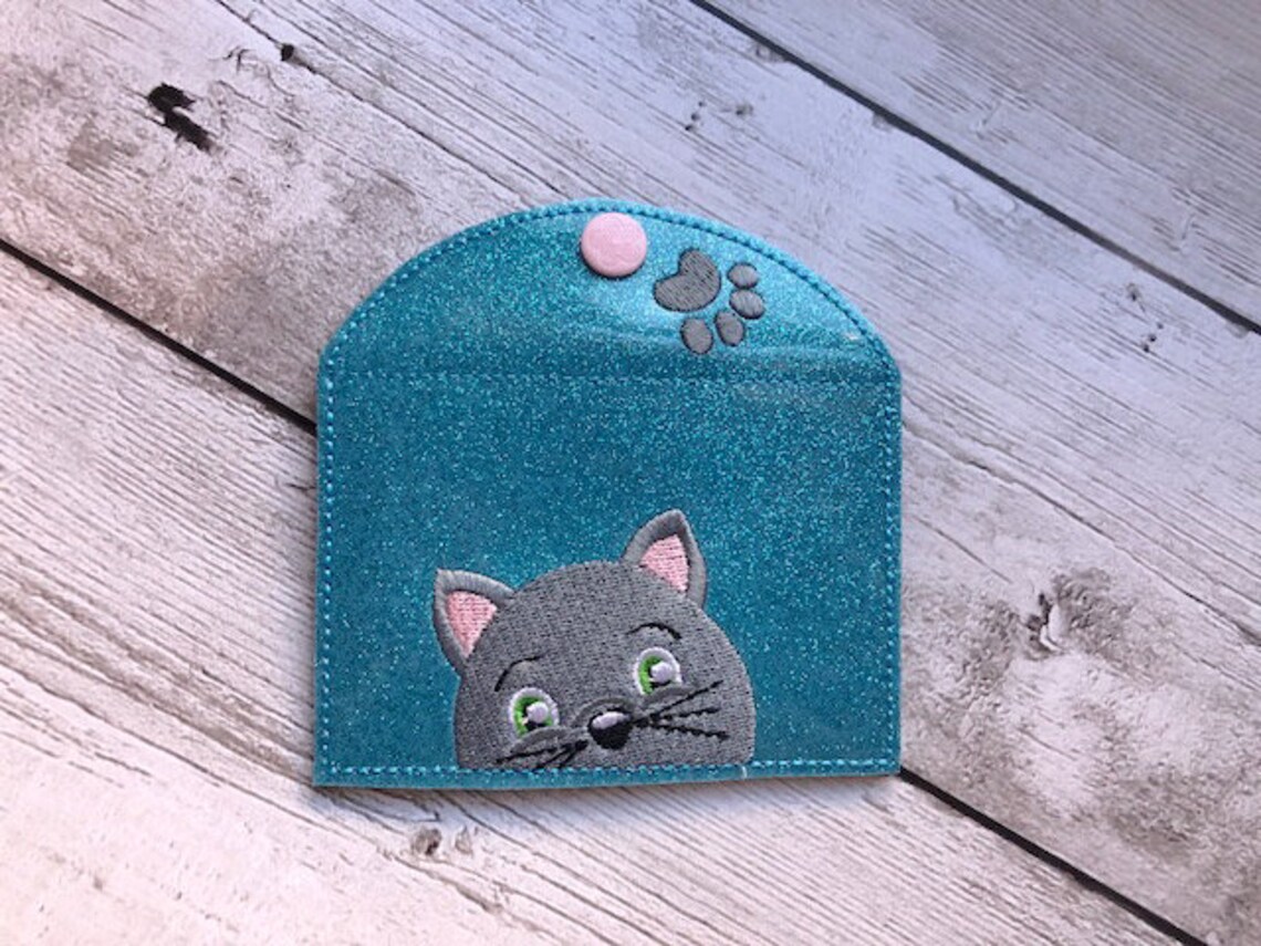 In the Hoop Cat Card Coin Case Embroidery Machine Design - Etsy