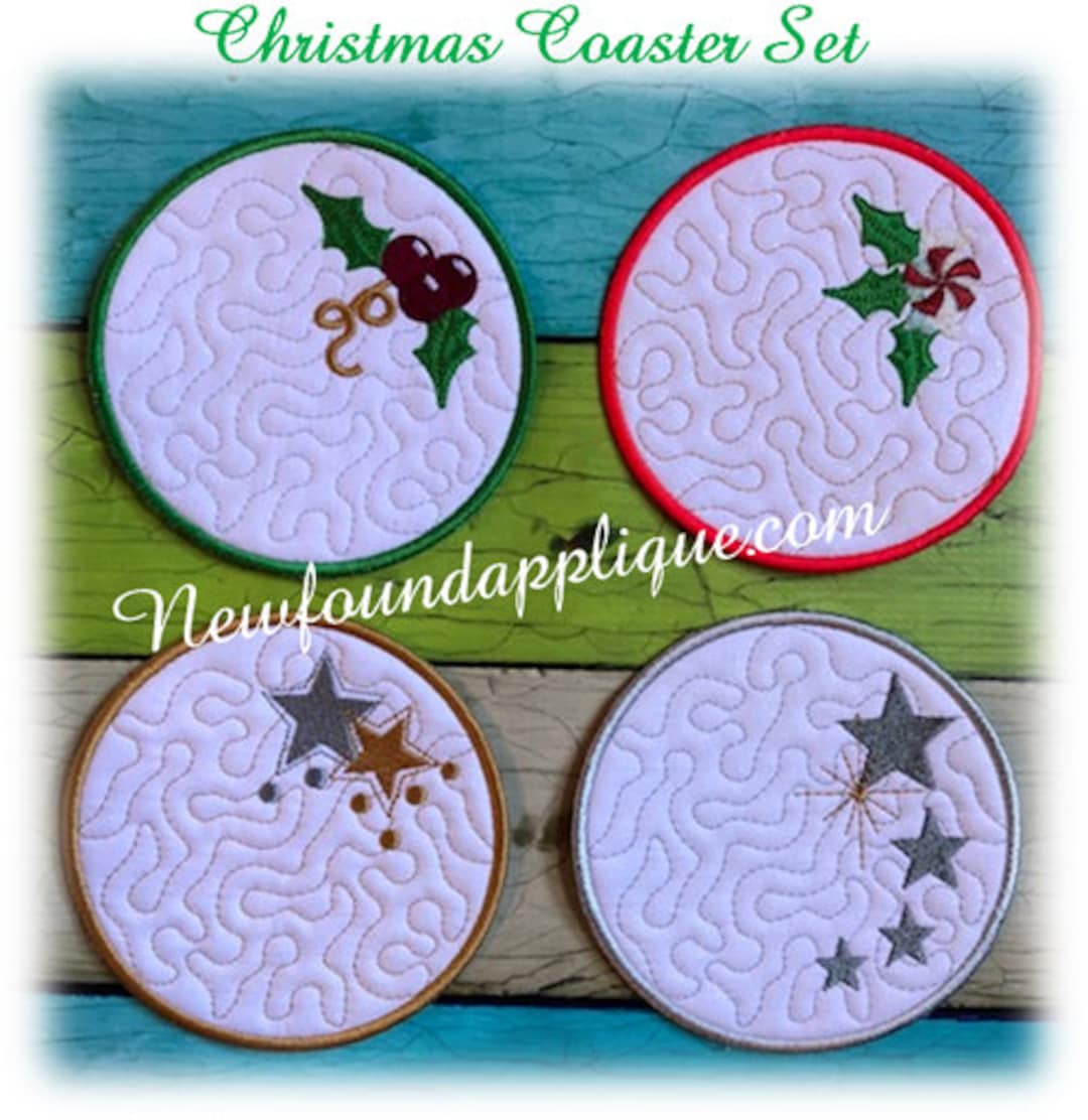 In the Hoop Christmas Coasters Embroidery Machine Design Set 2018 - Etsy