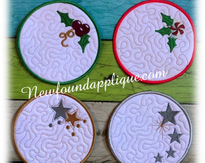 In the Hoop Christmas Coasters Embroidery Machine Design Set 2018 - Etsy