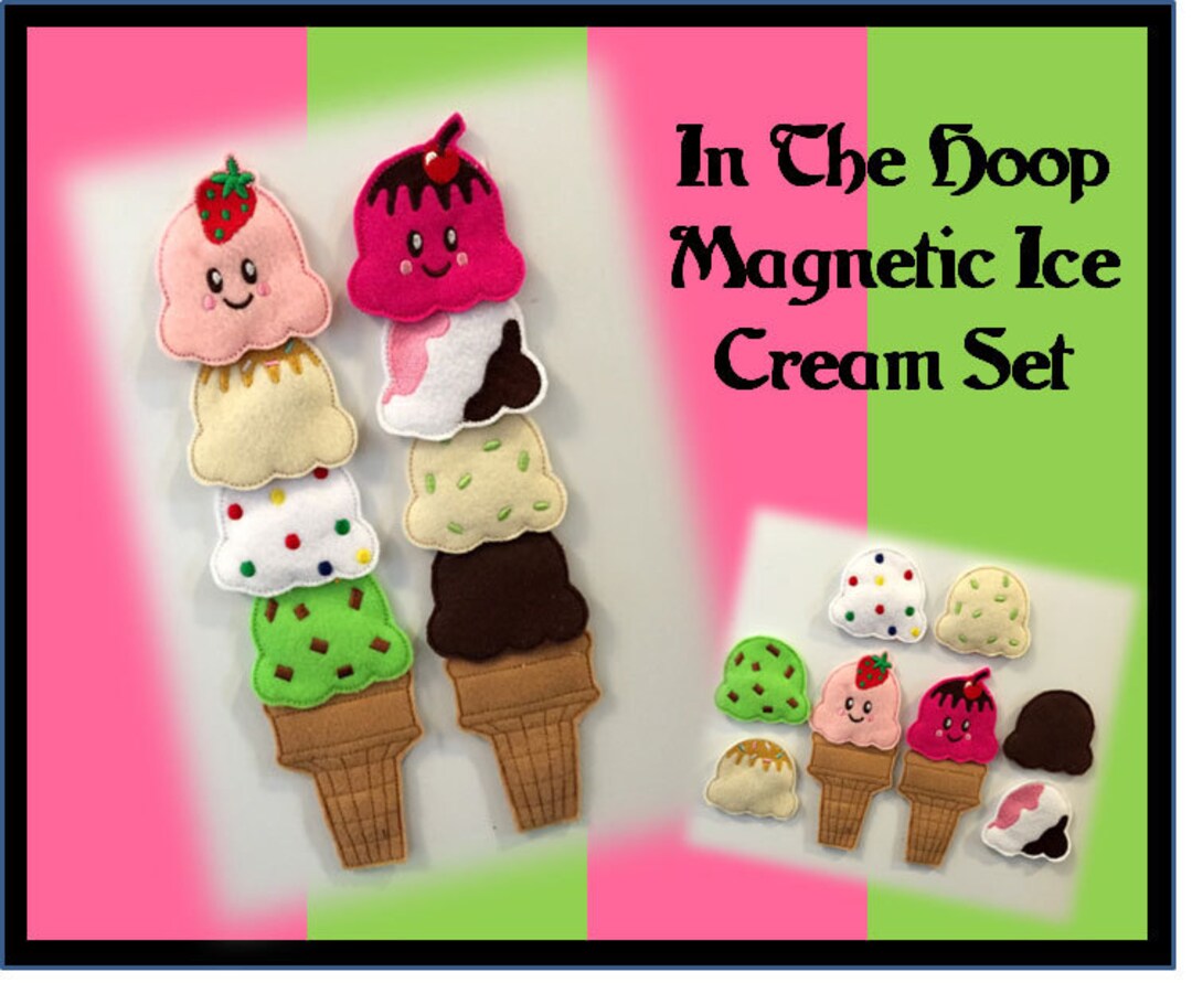 In the Hoop Magnetic Ice Cream Embroidery Machine Design Set - Etsy