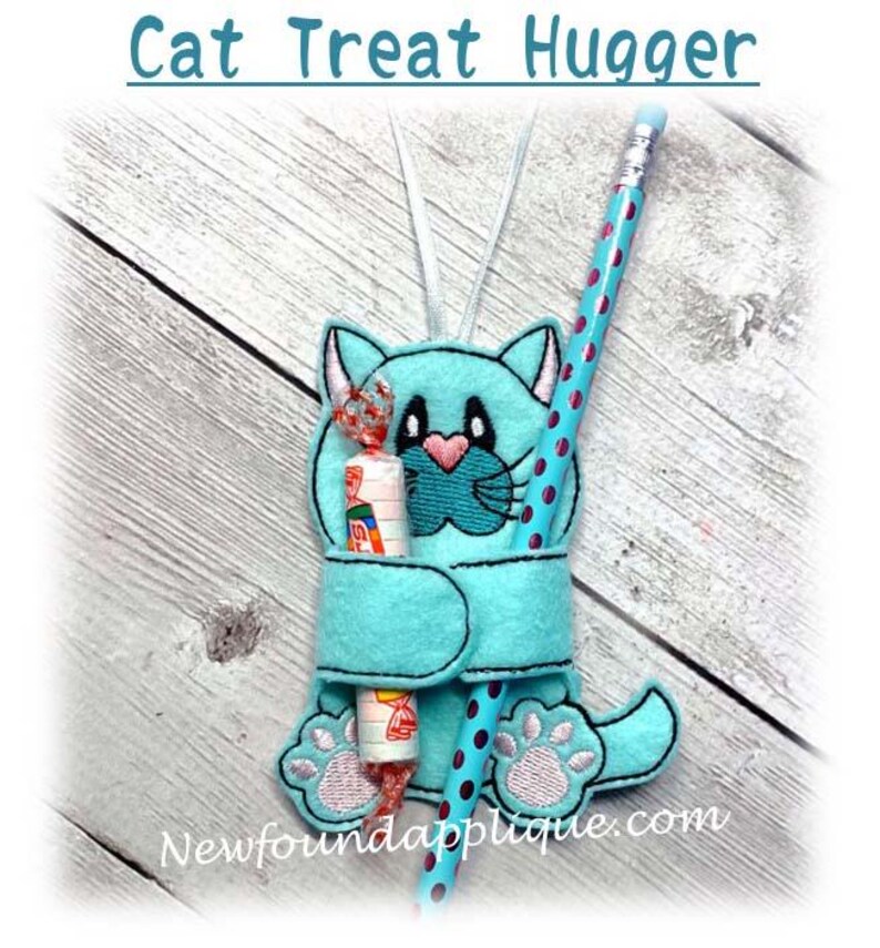 Cat Treat & Pencil Hugger Embroidery Design - Etsy