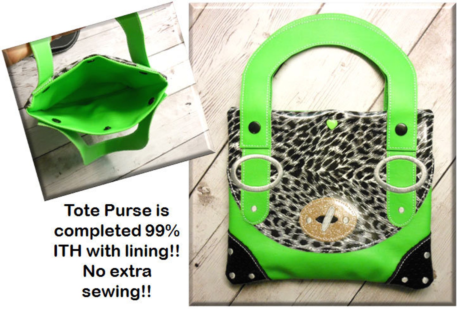 In the Hoop Tote Purse Embroidery Machine Design - Etsy