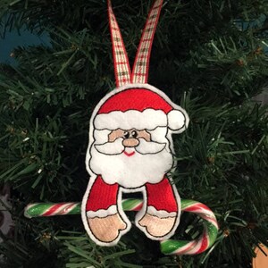 In the Hoop Santa Candy Cane Pencil Holder Ornament Embroidery Machine ...