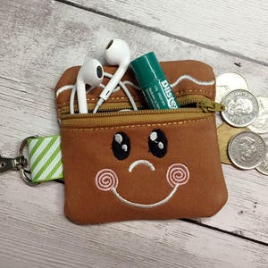 In the Hoop Gingerbread Boy Zipped Coin Purse Embroidery Machine Design ...