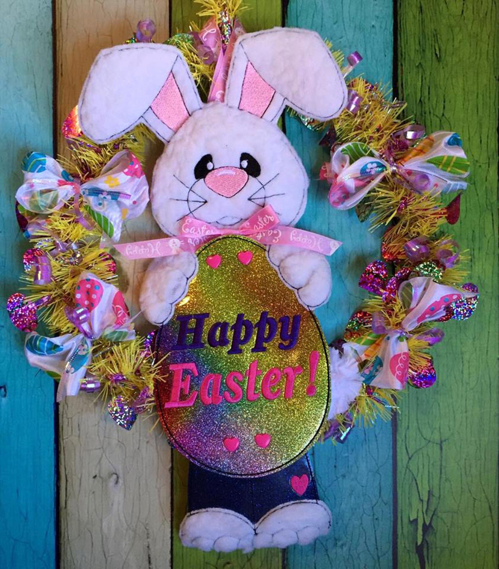 In the Hoop Easter Bunny Sign Embroidery Machine Design | Etsy