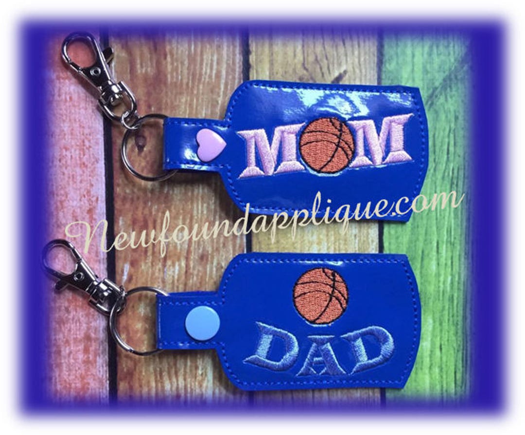 In the Hoop Basketball MOM DAD Key Fob Embroidery Machine Design Set - Etsy