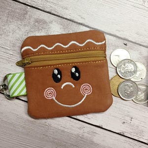 In the Hoop Gingerbread Boy Zipped Coin Purse Embroidery Machine Design ...