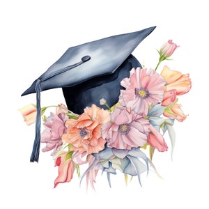 Flower and Grad Cap PNG and JPEG Digital File - Etsy