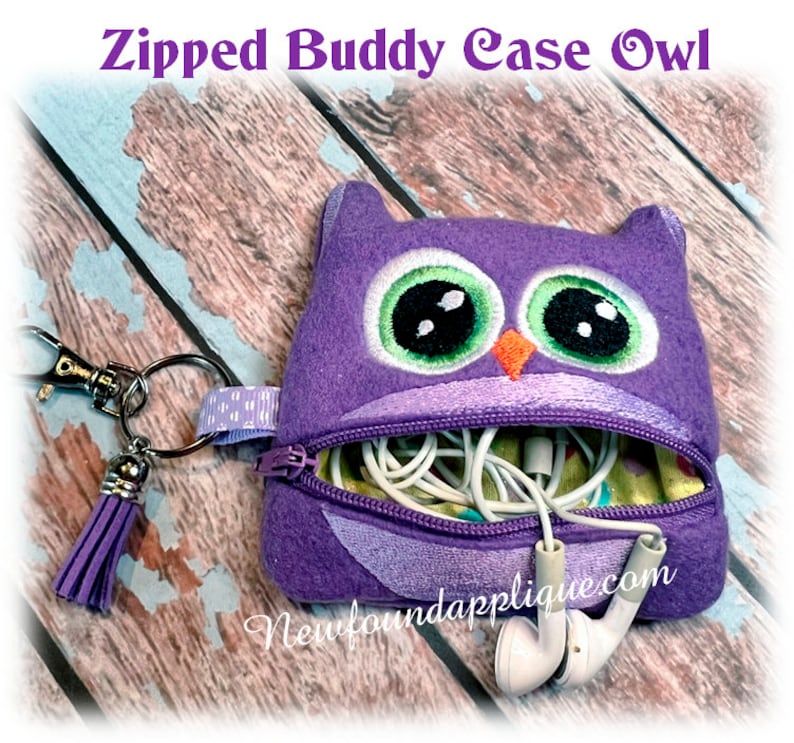 Zipped Buddy Case Owl Embroidery Design - Etsy