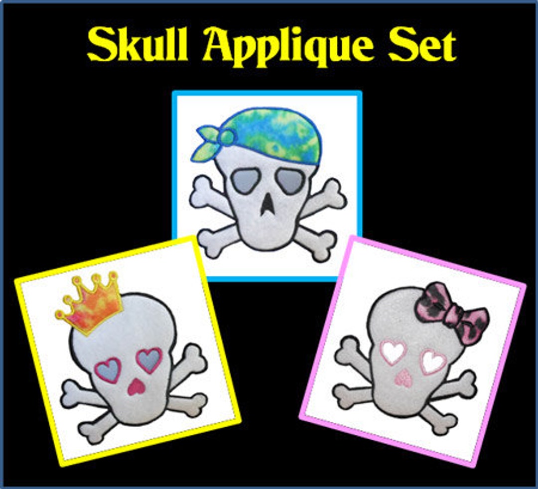 Skull Applique Design Set - Etsy