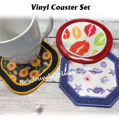 ITH in the Hoop Mug Rug Machine Embroidery 5x7 and Coaster | Etsy