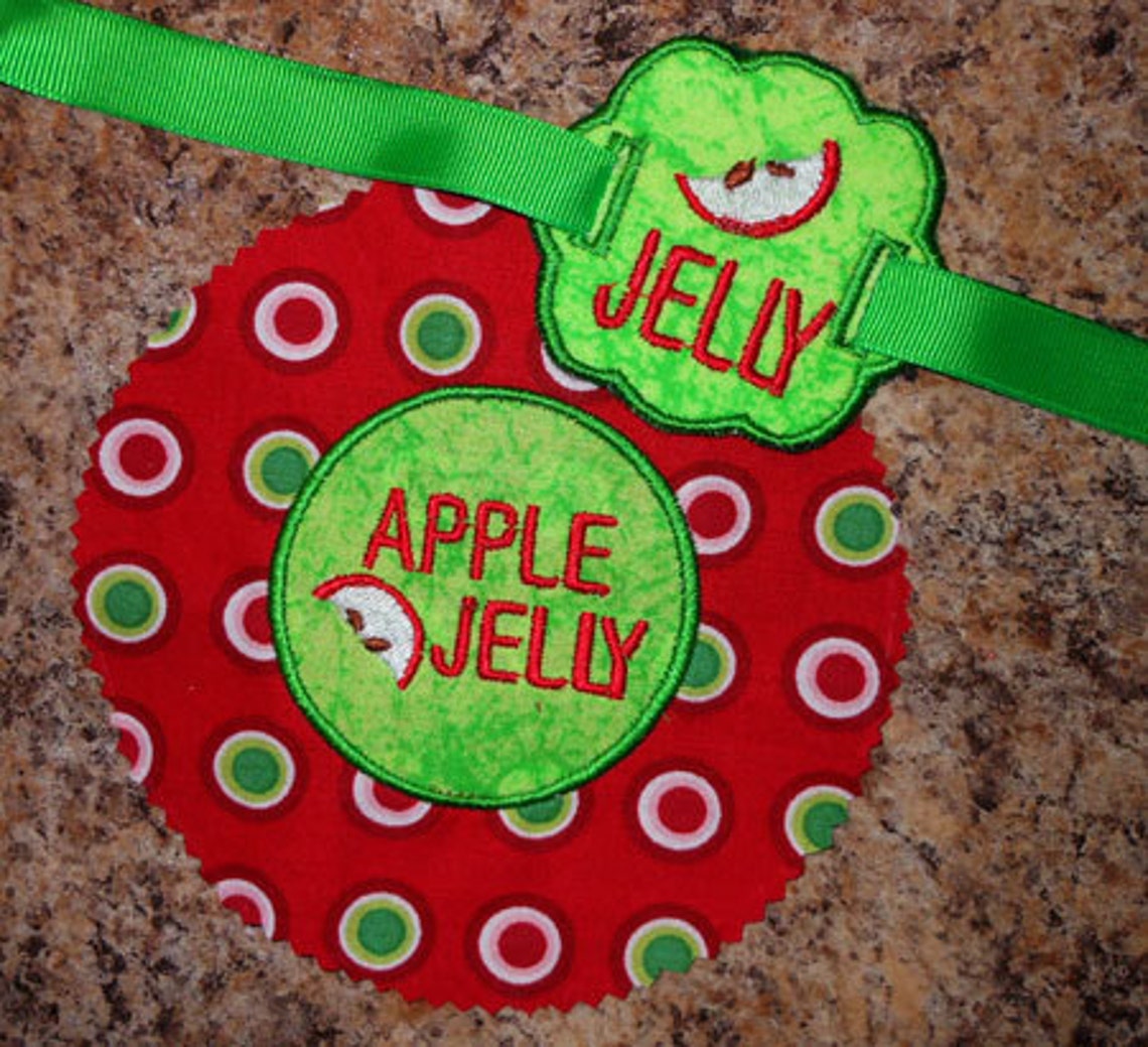 In the Hoop Jar Lid & Label Apple Jam/jelly Embroidery Machine - Etsy