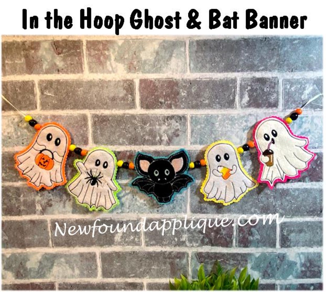 In the Hoop Ghost N Bat Banner Embroidery Machine Design - Etsy