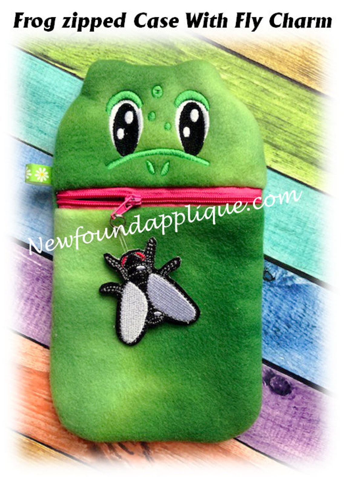 In the Hoop Frog Face Zipped Case With Fly Zipper Charm - Etsy