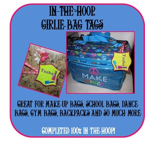 In the Hoop Bag Tag Embroidery Machine Design Set - Etsy