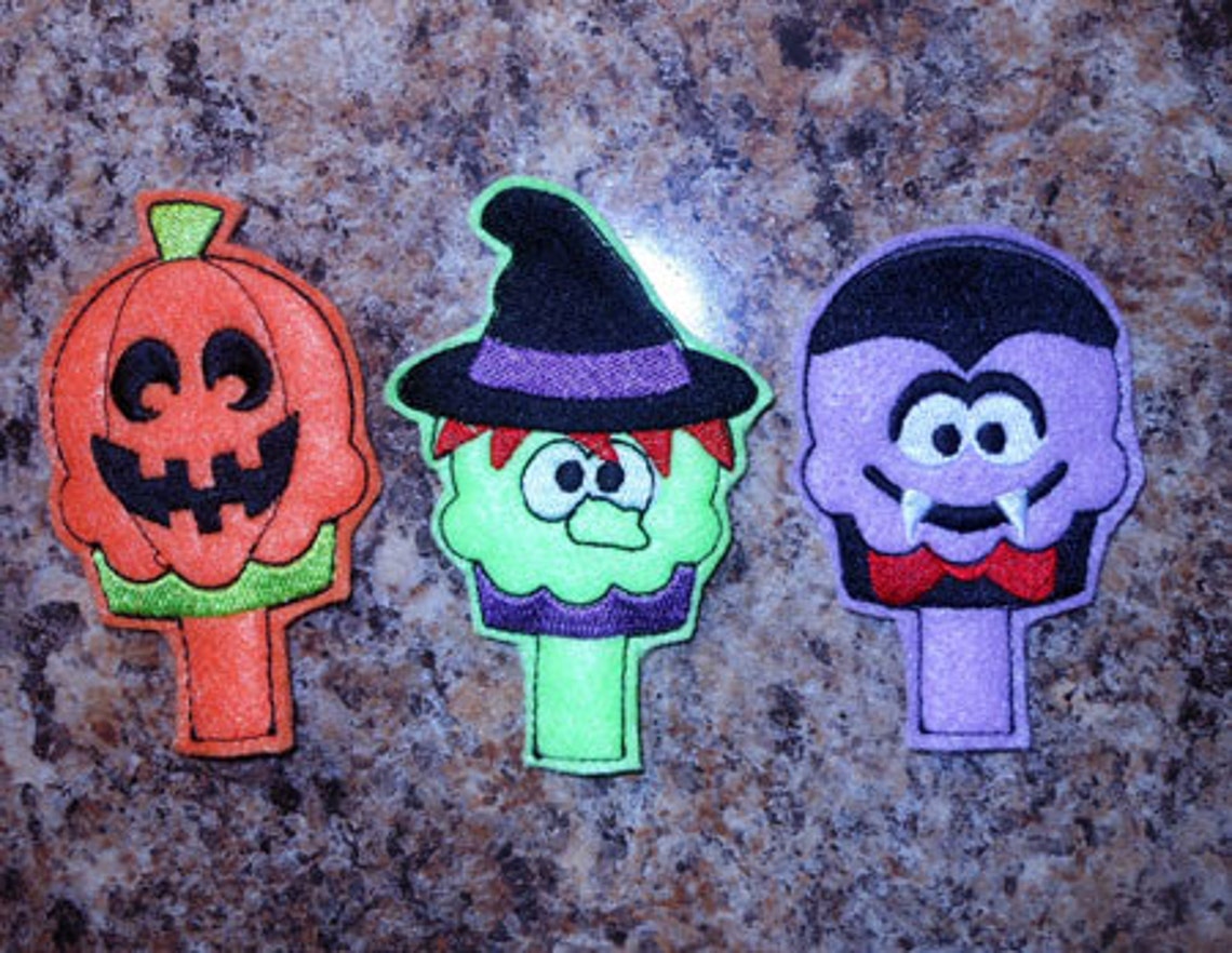 In the Hoop Halloween Pencil Toppers Set 2 Embroidery Machine - Etsy