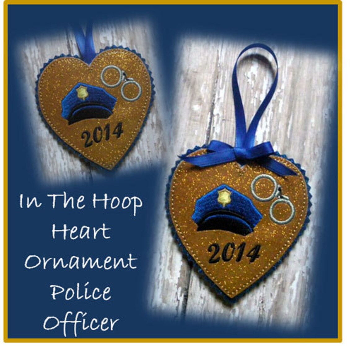 In the Hoop Heart Police Ornament Embroidery Machine Design - Etsy