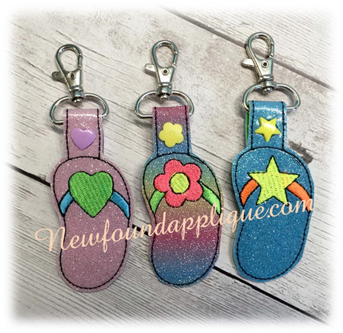 In the Hoop Flip Flop Key Fob Embroidery Machine Design Set - Etsy