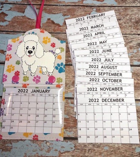 In the Hoop Poodle Calendar 4x4 Embroidery Machine Design | Etsy
