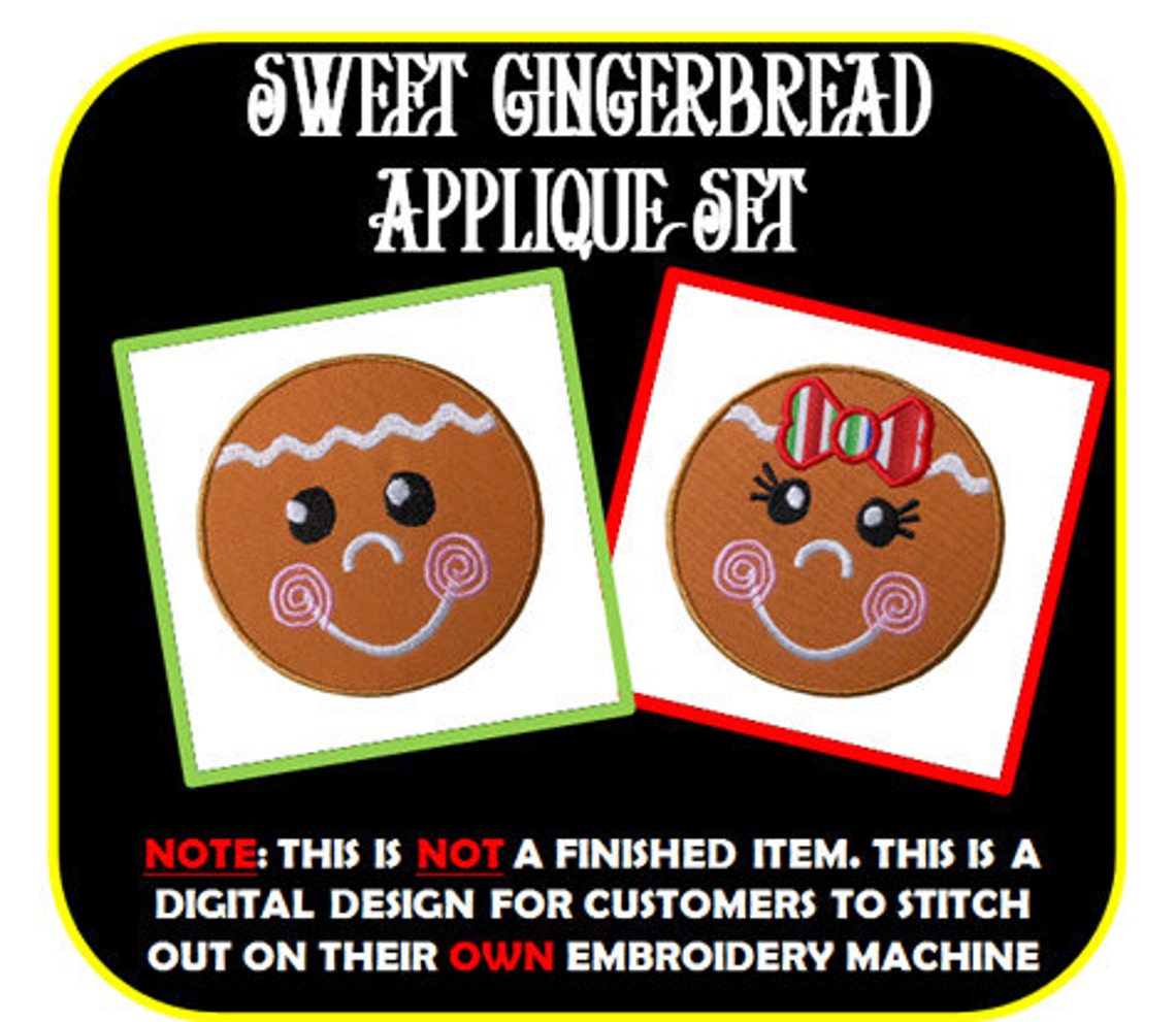 Sweet Gingerbread Applique Embroidery Design - Etsy