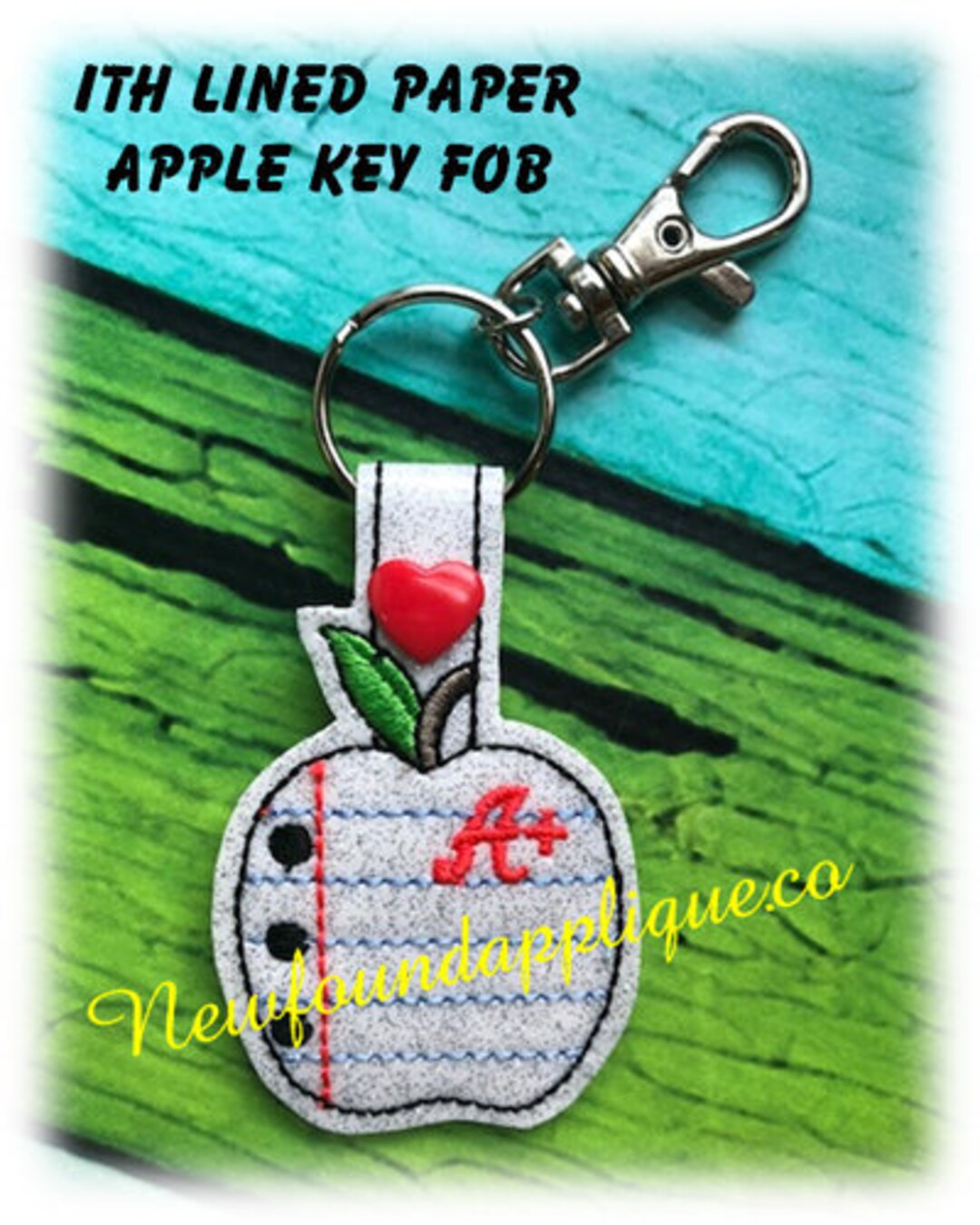 In the Hoop Lined Paper Apple Key Fob Embroidery Machine Design - Etsy
