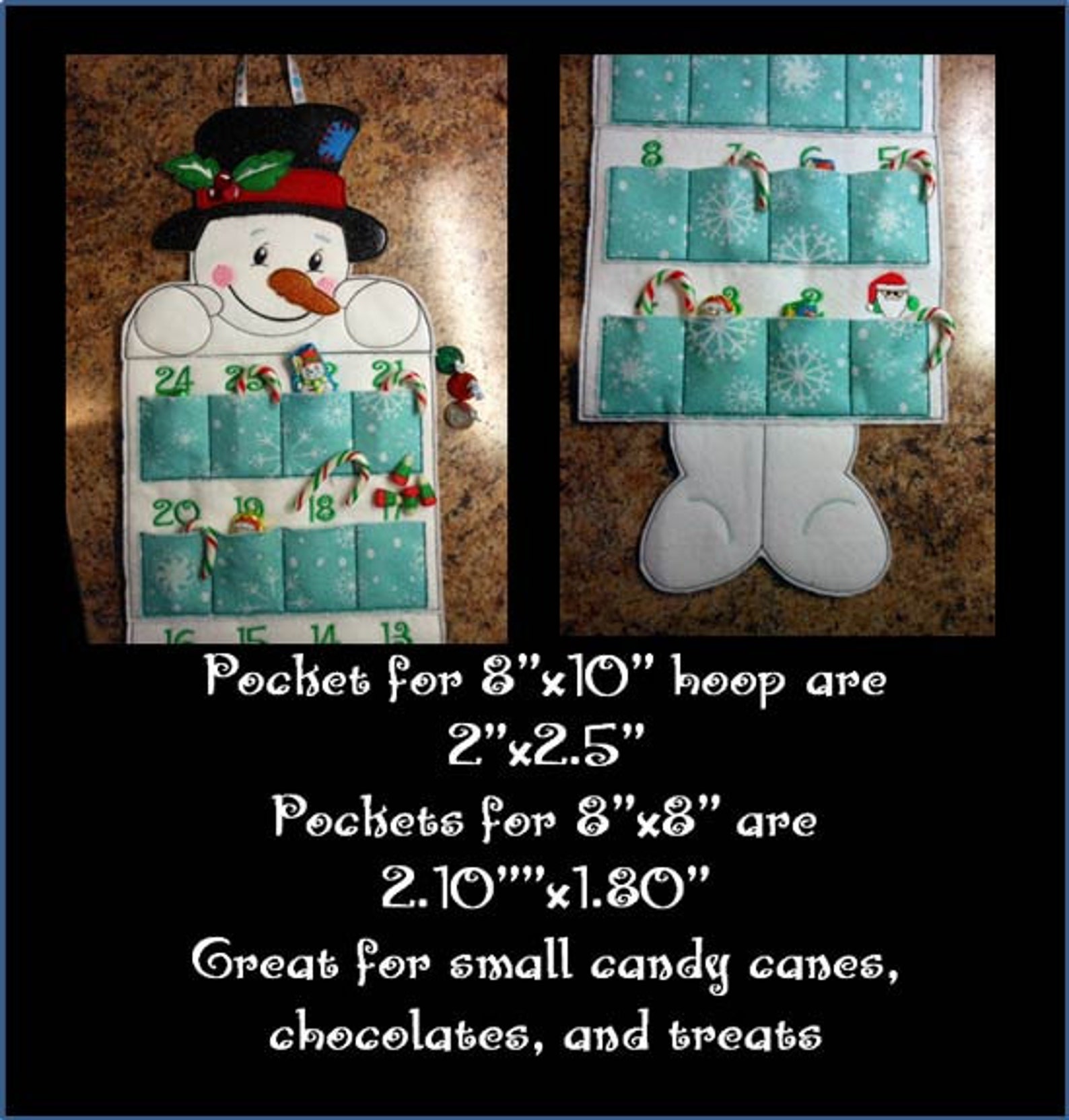 In the Hoop Snowman Advent Calendar Embroidery Machine Design - Etsy