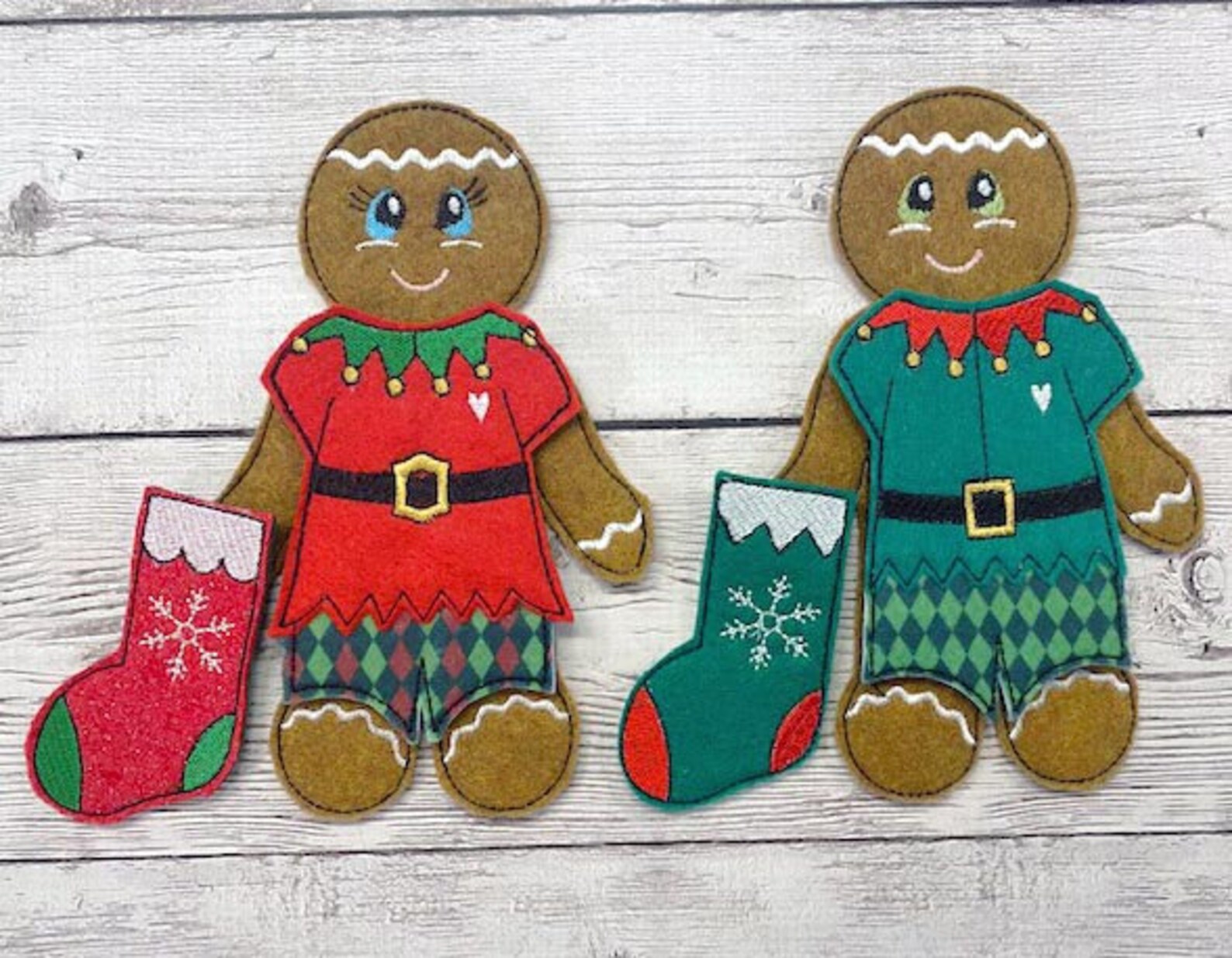 In the Hoop Gingerbread Dress up Embroidery Machine Design Set - Etsy