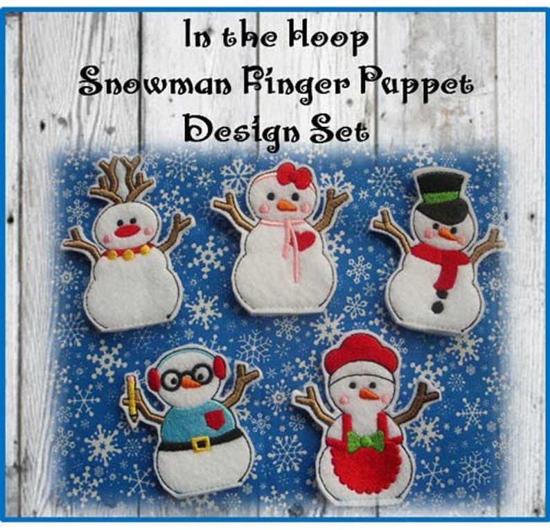 In the Hoop Snowman Finger Puppet Embroidery Machine Design Set - Etsy