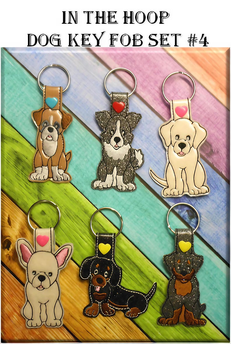 Dog Key Fob Embroidery Machine Design Set 4 - Etsy Australia