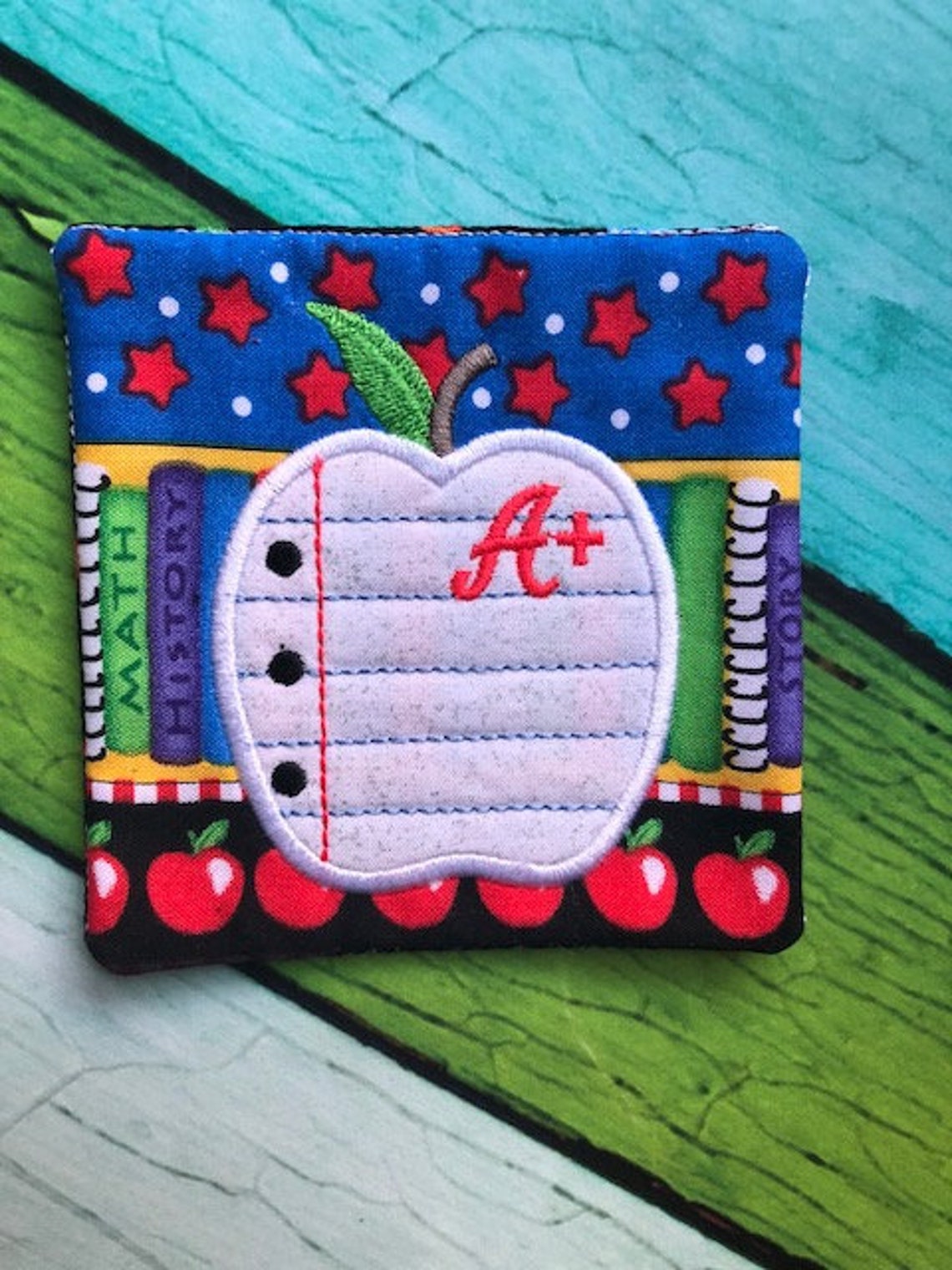 In the Hoop Lined Paper Apple Coaster Machine Embroidery | Etsy