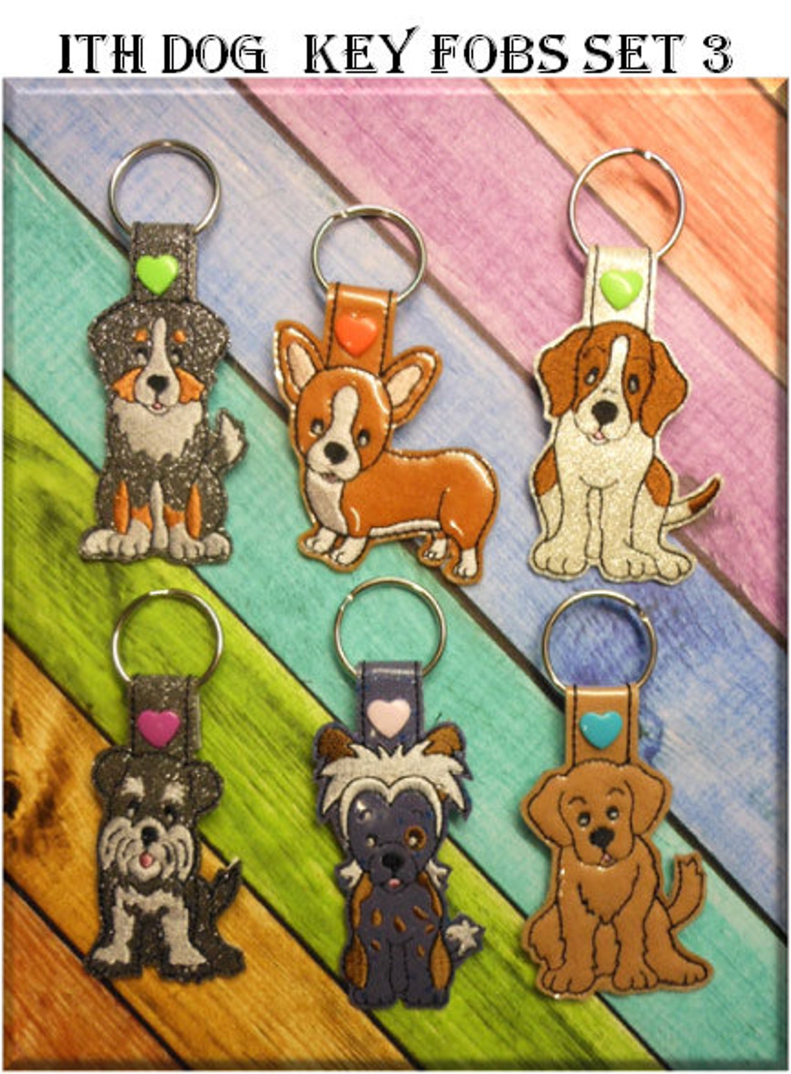 In the Hoop Dog Key Fob Set 3 Embroidery Machine Design Set - Etsy