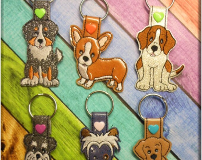 In the Hoop Dog Key Fob Set 3 Embroidery Machine Design Set - Etsy