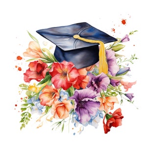 Flower and Grad Cap PNG and JPEG Digital File - Etsy