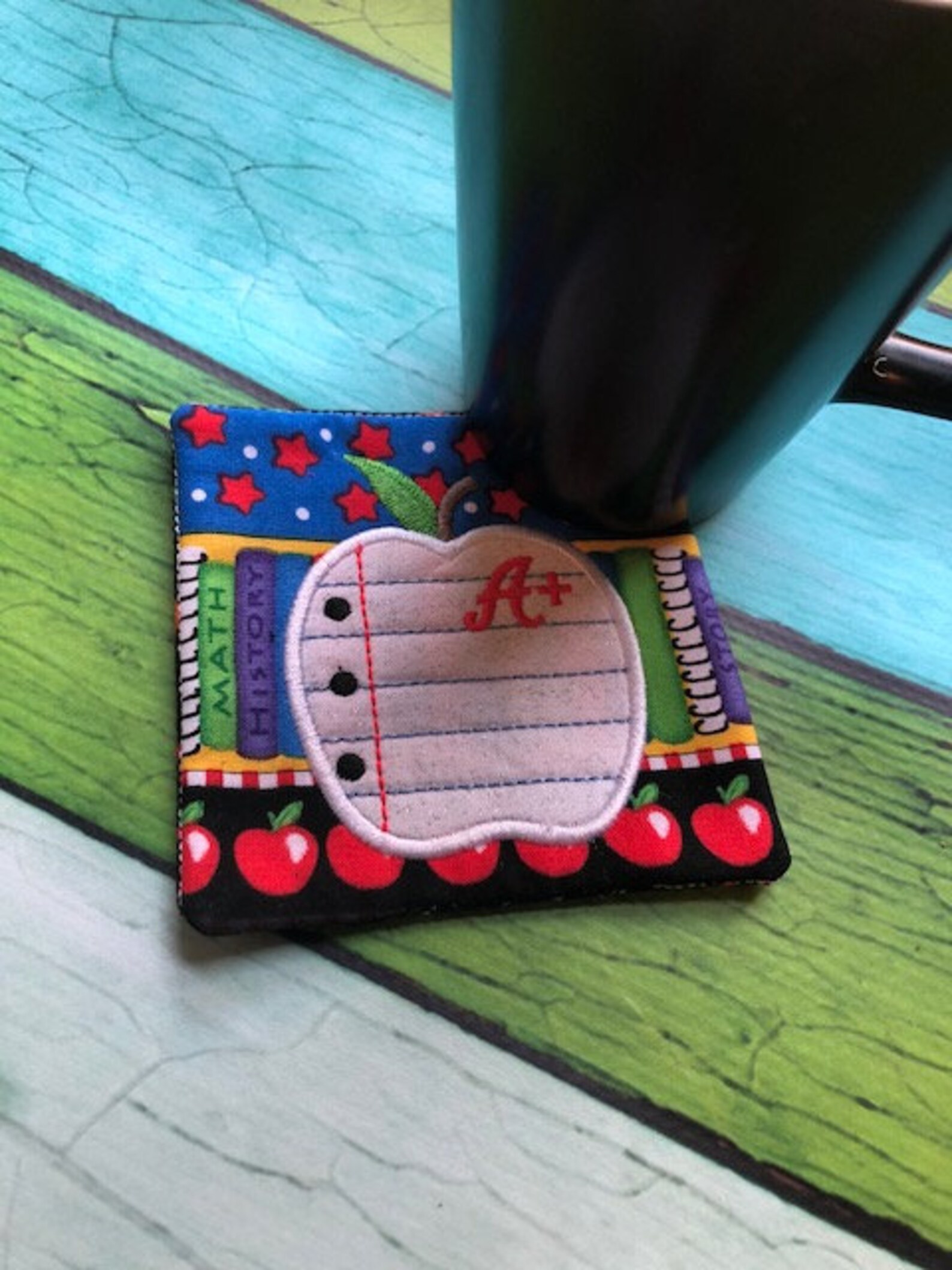 In the Hoop Lined Paper Apple Coaster Machine Embroidery | Etsy