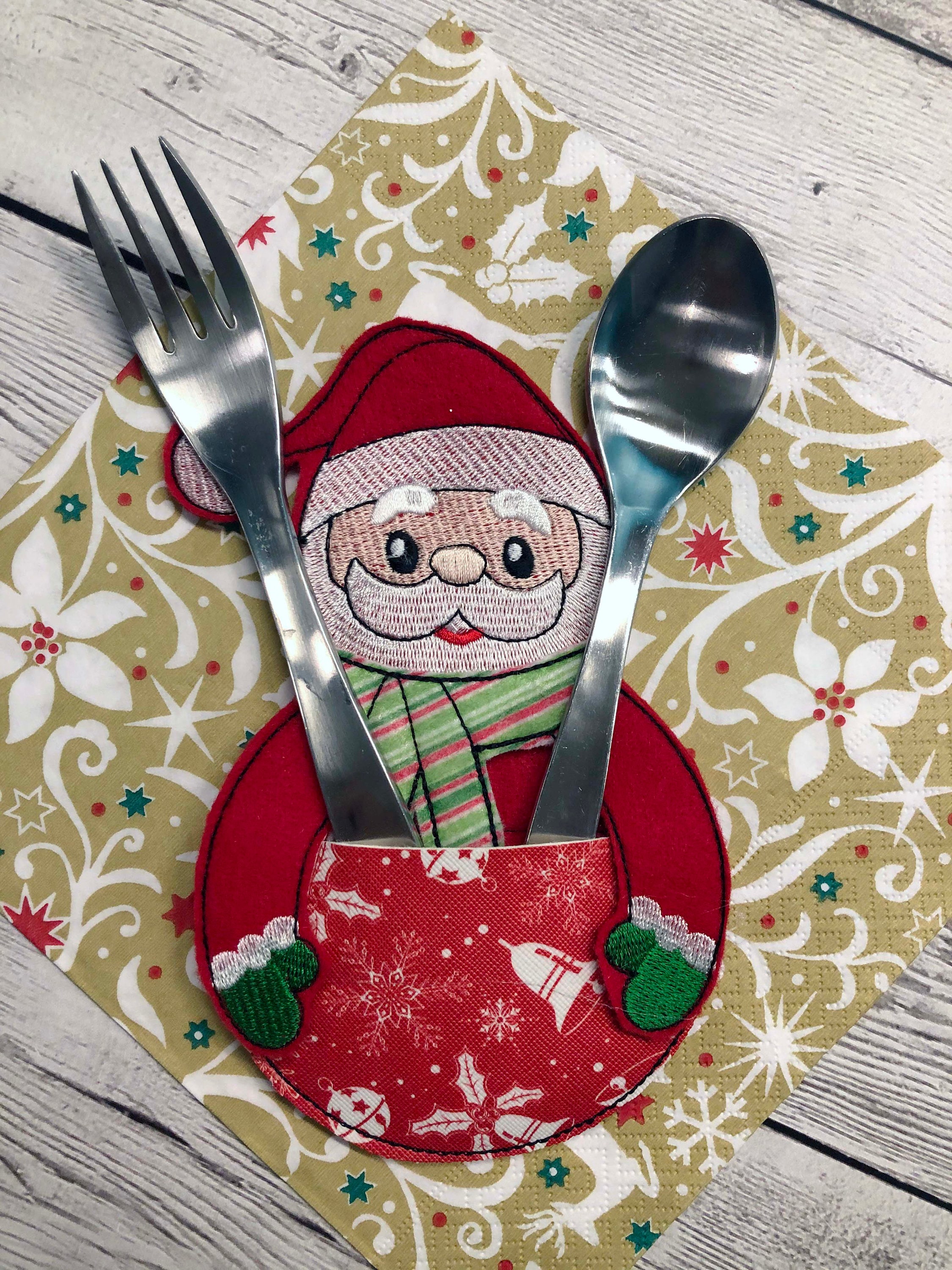 In the Hoop Santa Table Decor Utensil Holder Embroidery | Etsy