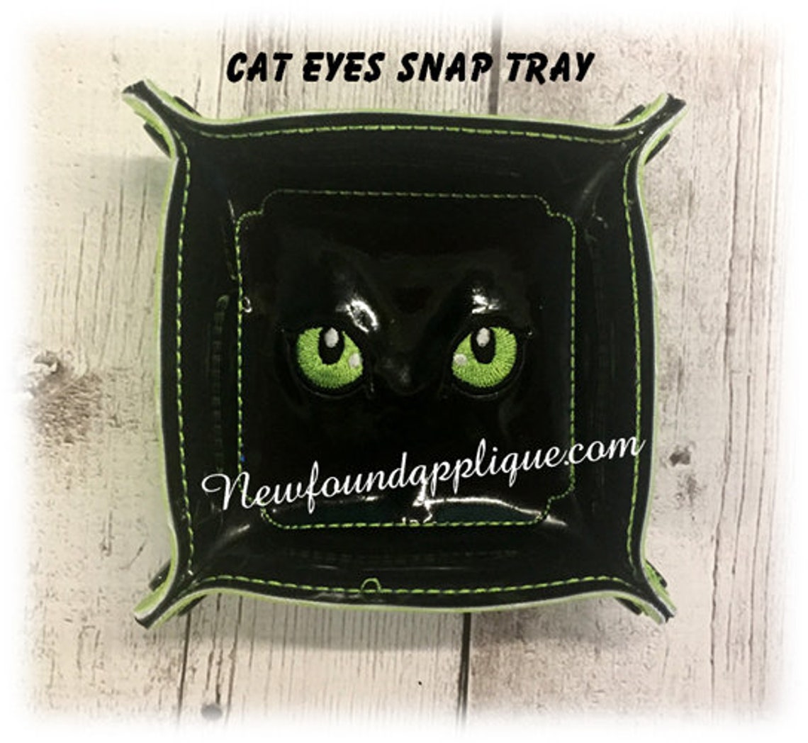 In the Hoop Cat Eyes Snap Tray Embroidery Machine Design - Etsy