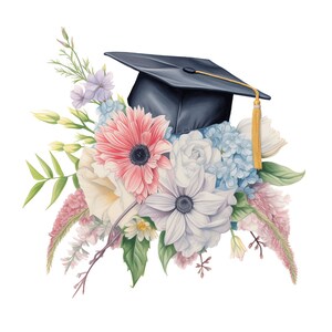 Flower and Grad Cap PNG and JPEG Digital File - Etsy