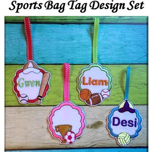 In the Hoop Scalloped Sports Bag Tag Design Set - Etsy