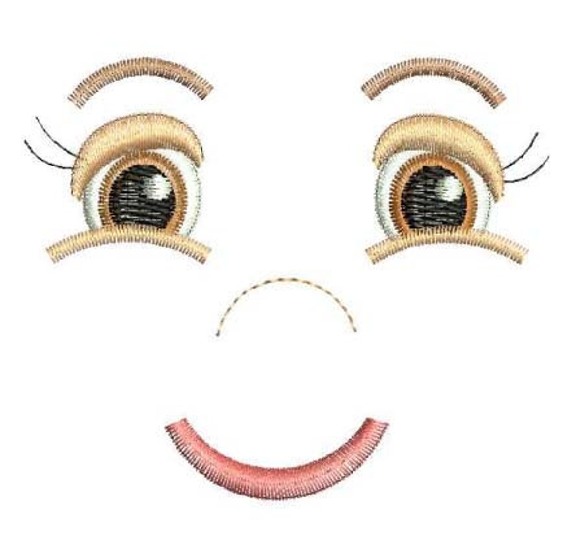Doll Face Girl Smiling Embroidery Machine Design - Etsy