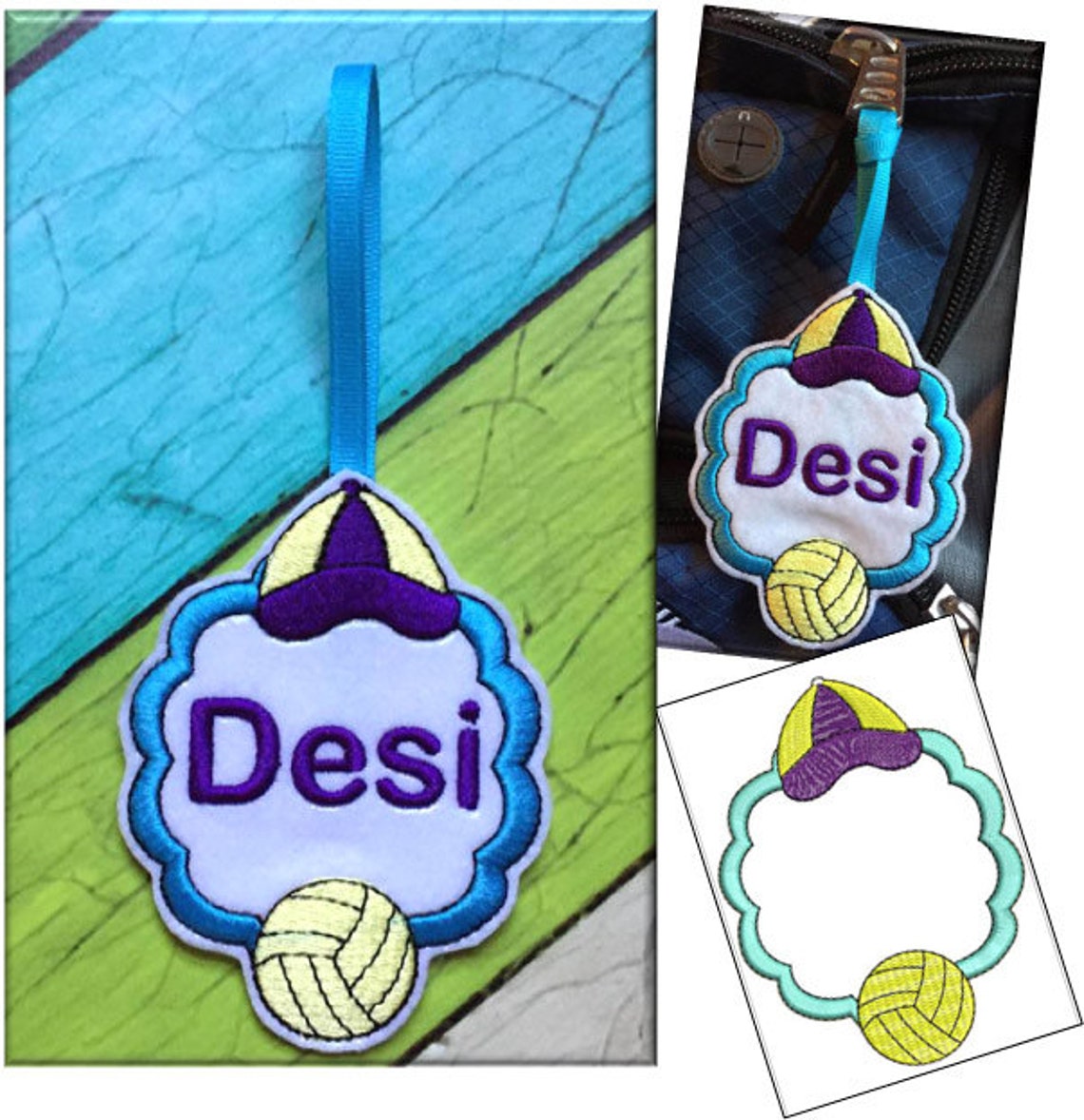 In the Hoop Scalloped Sports Bag Tag Design Set | Etsy