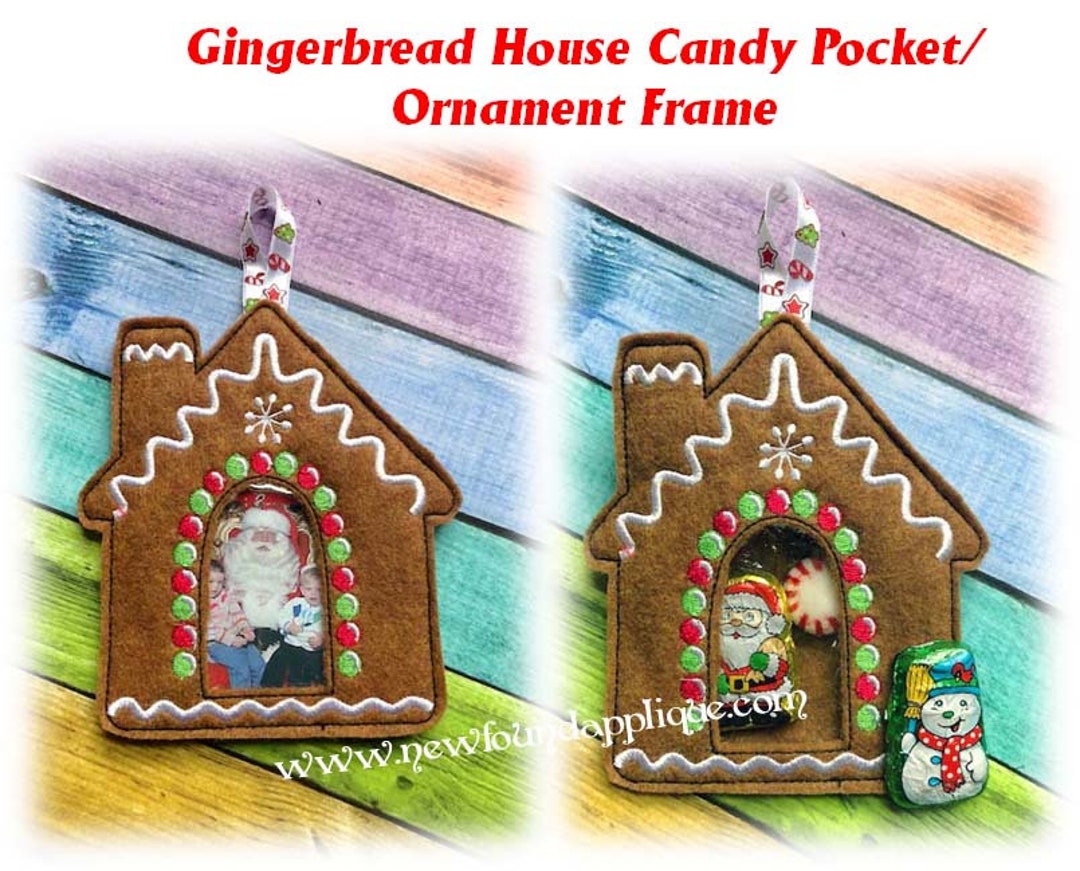 In the Hoop Gingerbread House Treat Pocket Picture Frame Ornament ...