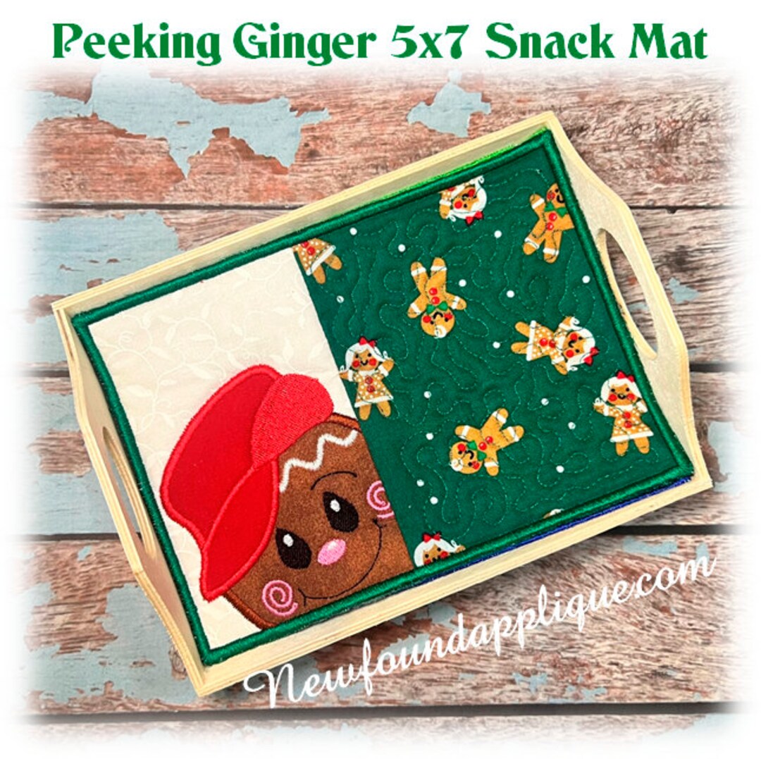 In the Hoop Peeking Gingerbread Snack Mat Embroidery Machine Design - Etsy