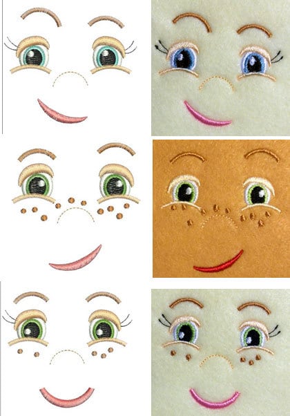 Doll Face Embroidery Machine Design Set - Etsy